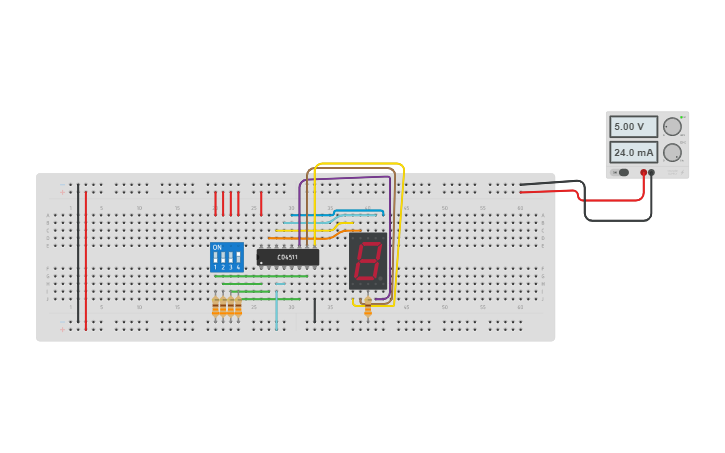 Circuit design controlador Display BCD | Tinkercad