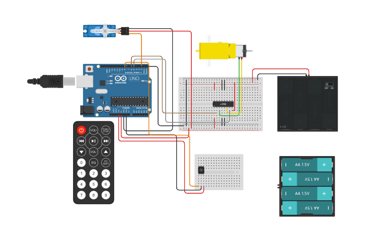 Circuit design Copy of Carrinho Controle Remoto via Bluetooth | Tinkercad