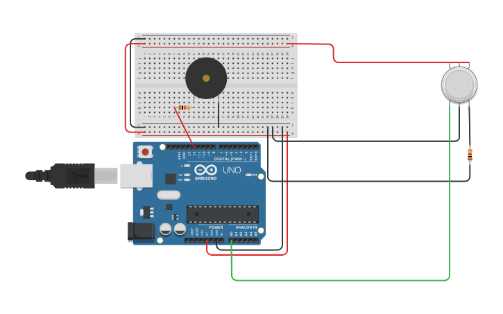 Circuit Design Gas Sensor Detection Tinkercad