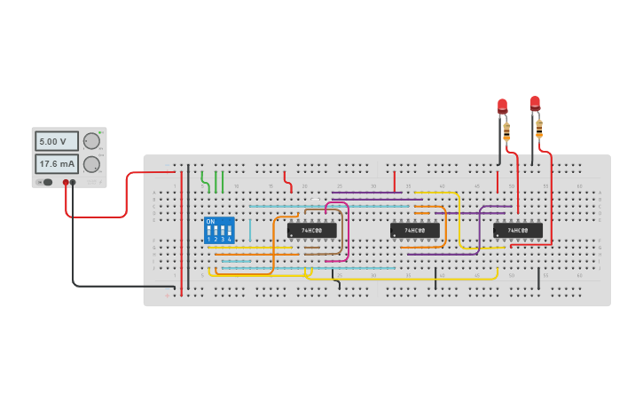 Circuit design Full adder using NAND gate | Tinkercad