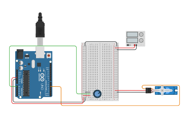 Circuit design Robotic arm - Tinkercad