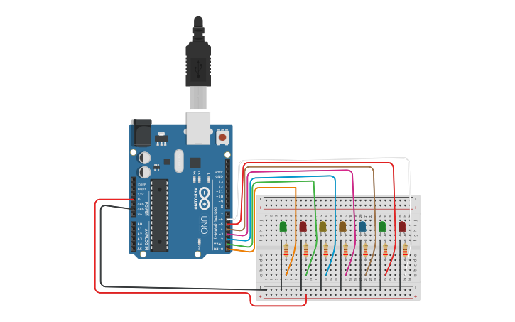 Circuit design ciclo for en arduino - Tinkercad