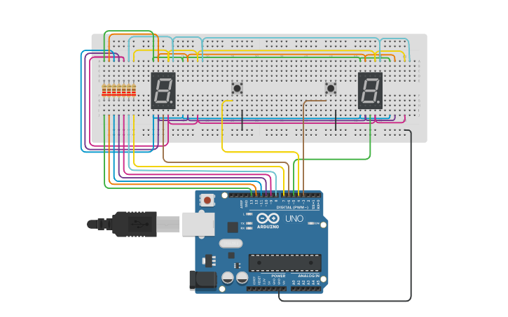 Circuit design cl3b3r 2022 - Placar Eletrônico - Tinkercad