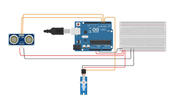 Circuit design умное мусорное ведро - Tinkercad