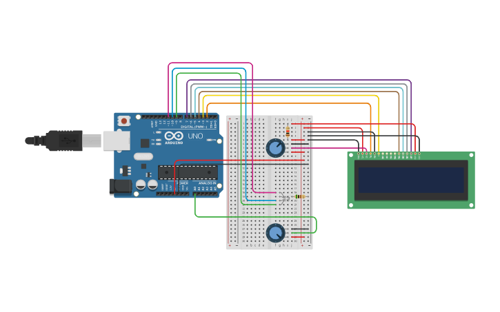 Circuit design Exemplo LCD - Tinkercad