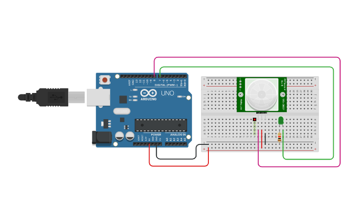 Circuit design PIR Sensor - Tinkercad