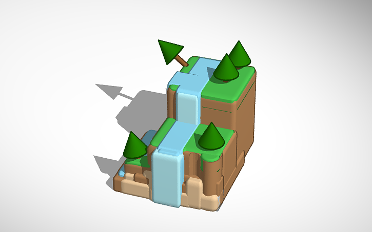 3D design Mountain With Waterfalls - Tinkercad