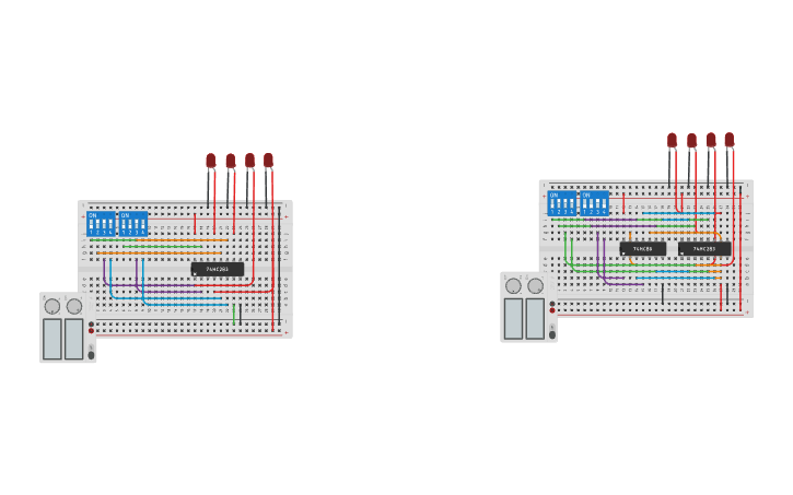 Circuit design Parallel Adder and Subtractor | Tinkercad