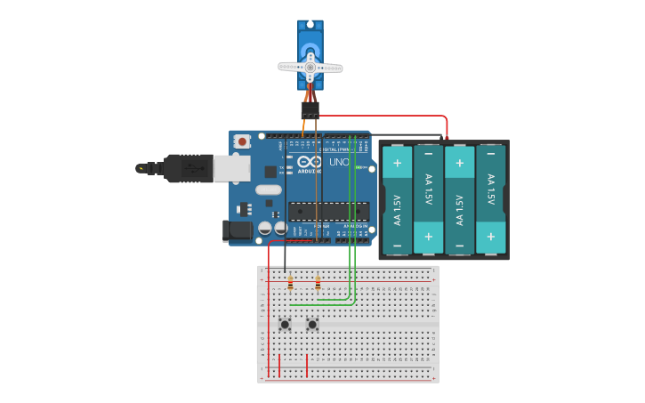 Circuit design Servomotor velocidade controlada | Tinkercad