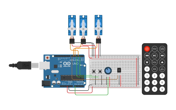 Circuit Design Servomotores Tinkercad