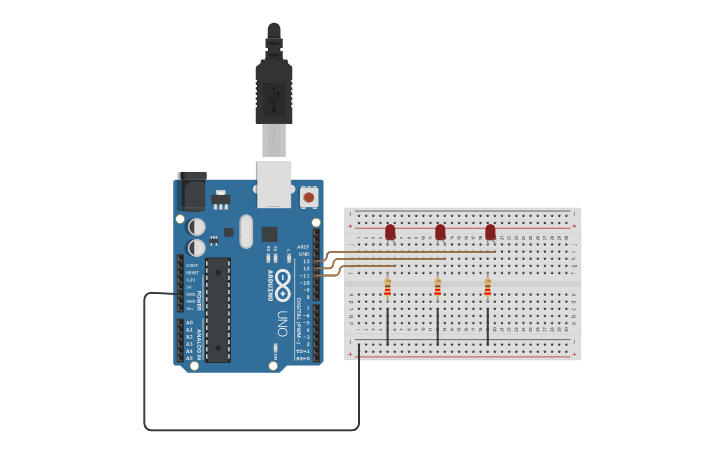 Circuit design simular nº binários-matriz | Tinkercad