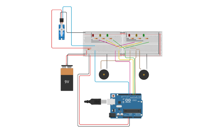Circuit design Railroad crossing - Tinkercad