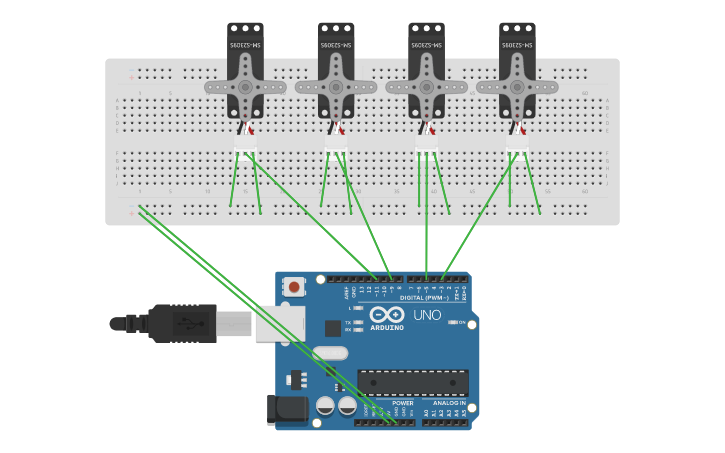 Circuit Design Robot Arm Tinkercad