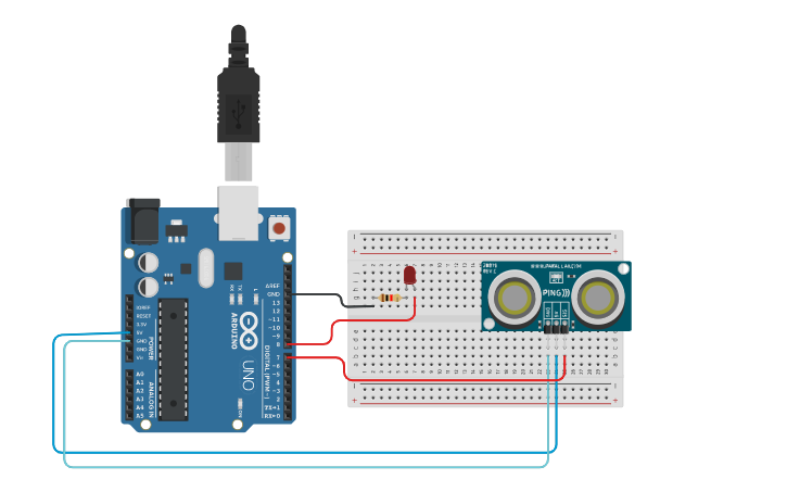 Circuit design Distance Sensor | Tinkercad