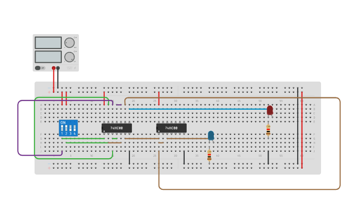 Circuit design HALF SUBTRACTOR USING NAND GATES ONLY - Tinkercad