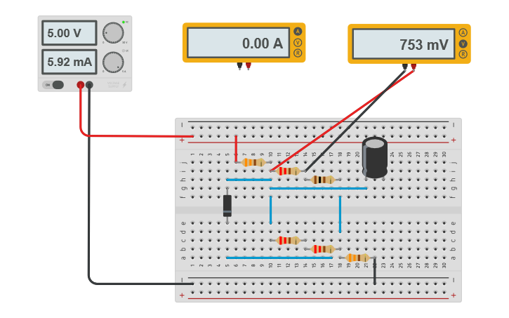 Circuit design UTS Praktek Elektronika Analog - Tinkercad