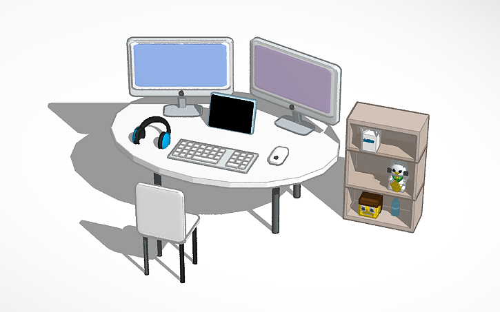 3D design computer desk - Tinkercad
