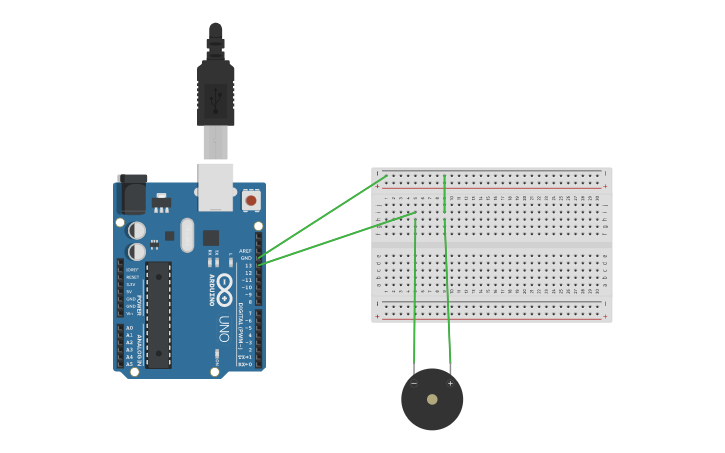 Circuit design SOS con zumbador. - Tinkercad