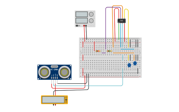 Circuit design Ultrasonic sensor - Tinkercad