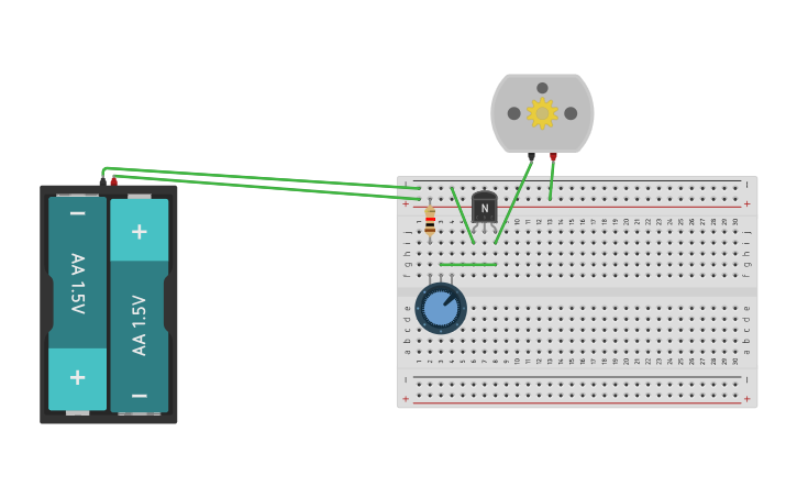 Circuit design circuit un transitor | Tinkercad