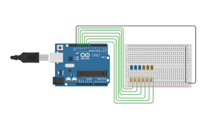 Circuit design SEIS LEDS - Tinkercad