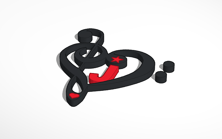 3D design Musical Notes Heart | Tinkercad