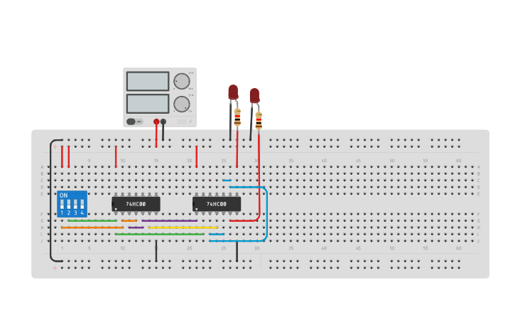 Circuit design Half Subtractor using NAND gates - Tinkercad