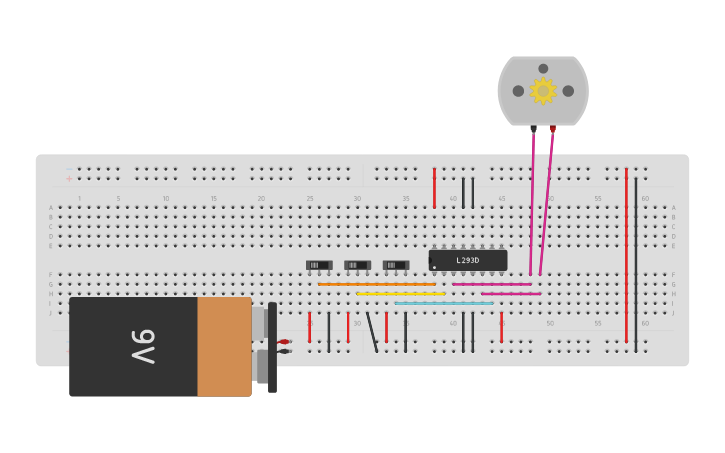 Circuit design L293D H bridge | Tinkercad