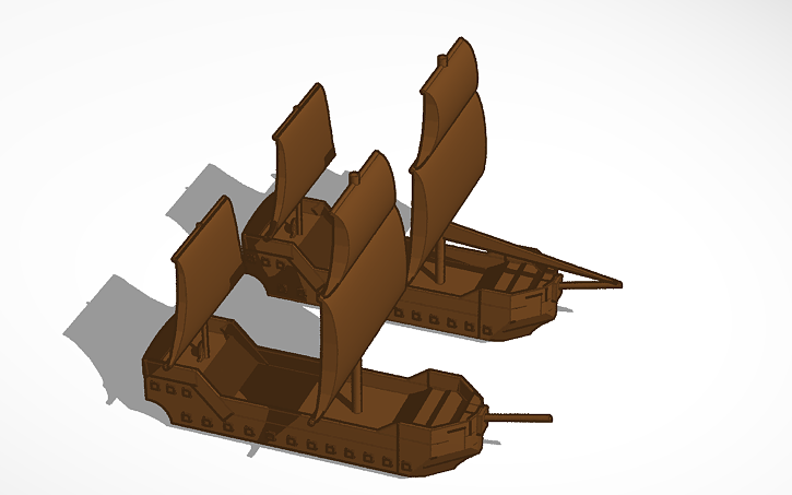 3D design Pirate ships - 2 masts - Tinkercad