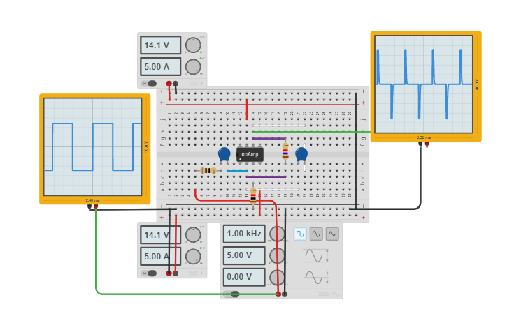 Circuit design Practical Differentiator. - Tinkercad