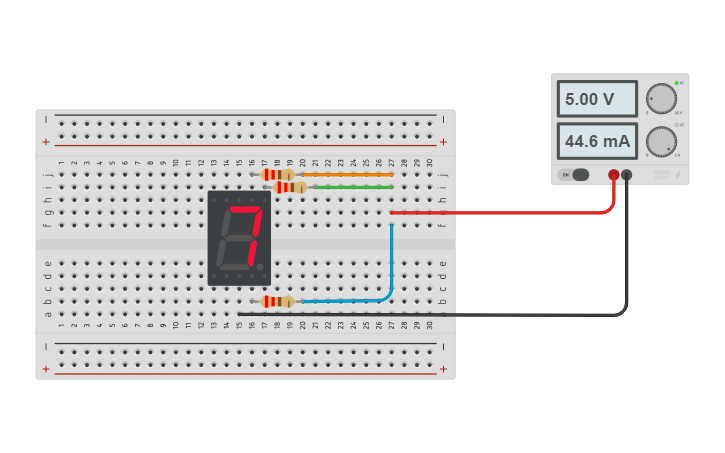Circuit design 7-segment - Tinkercad