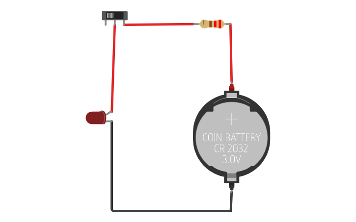 Circuit design glowing LED using switch | Tinkercad