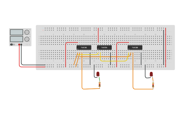 Circuit design Half Subtractor - Tinkercad