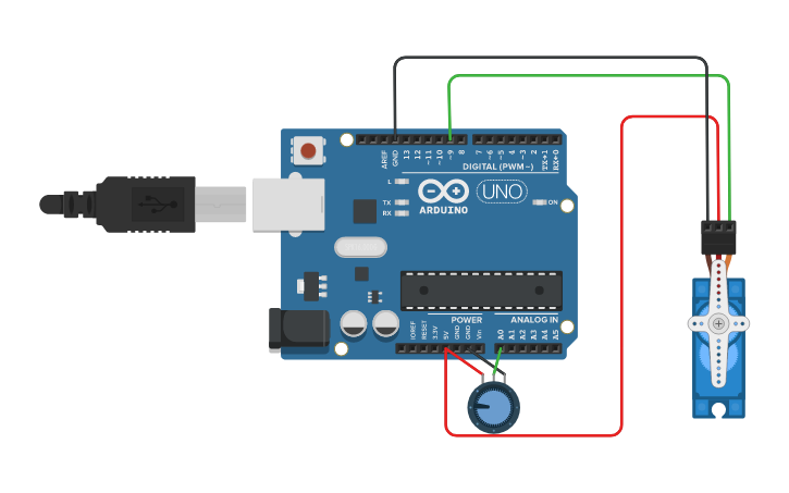 Circuit Design Control Servo With Potentiometer Tinkercad