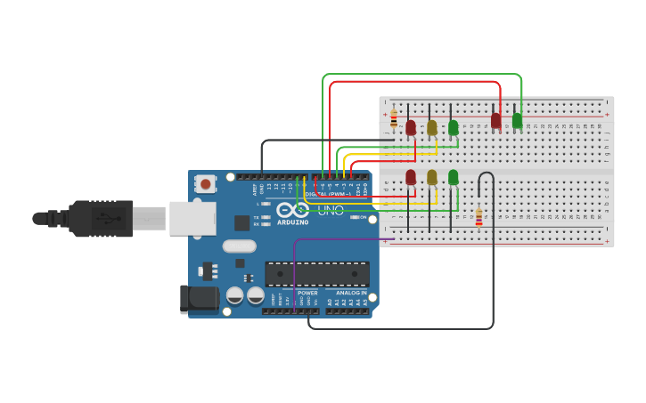 Circuit design SIDP - Exerc. Semáforo - Tinkercad