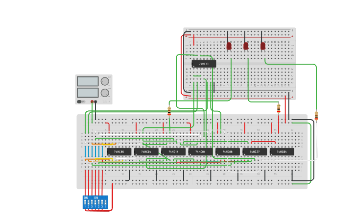 Circuit design 106120128 - 3 Bit Magnitude Comparator - Tinkercad