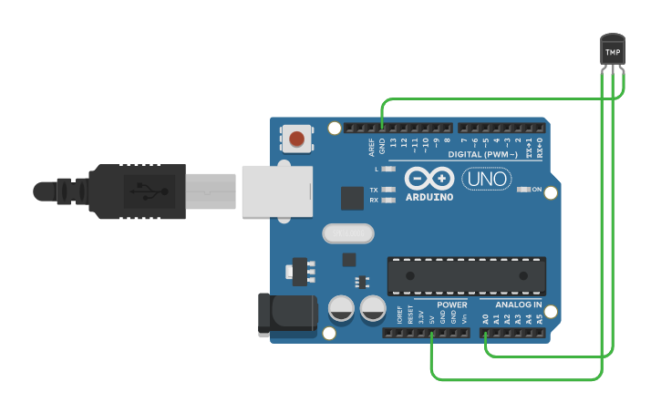 Circuit Design Expt 2 C Connecting Temperature Sensor Tinkercad