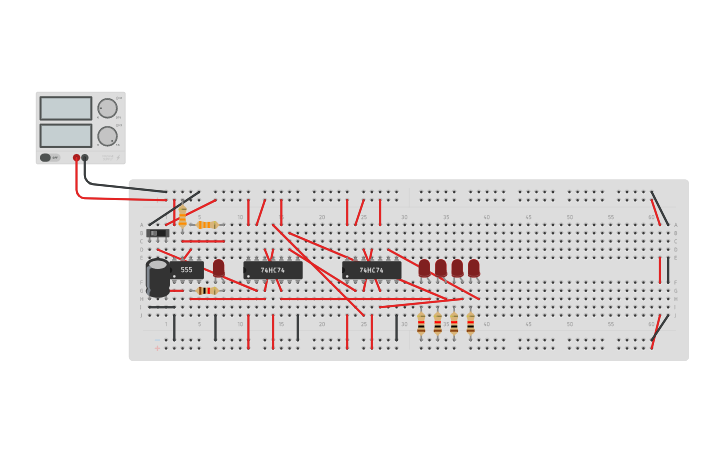 Circuit design Shift Register - Tinkercad