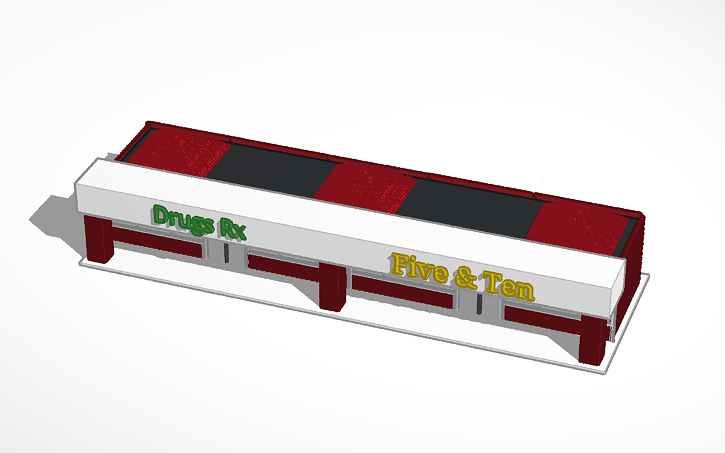 3D design N-Scale Modern Strip Mall - Tinkercad