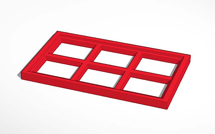 3D design Small window - 54mmx32mm - six panes - Tinkercad
