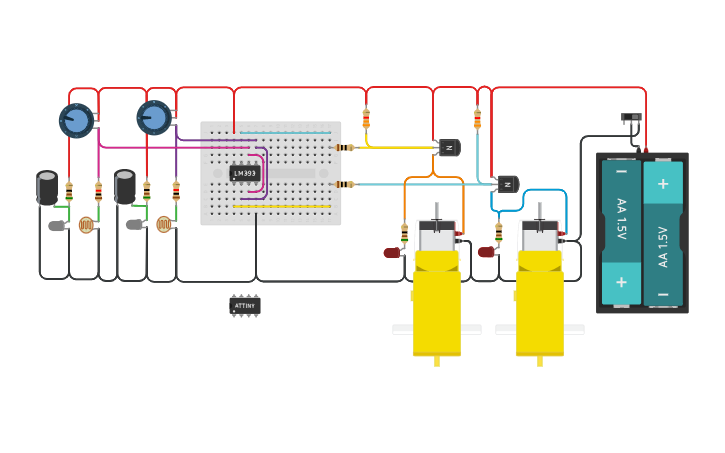 Circuit design ROBOT SEGUIDOR DE LÍNEA - Tinkercad