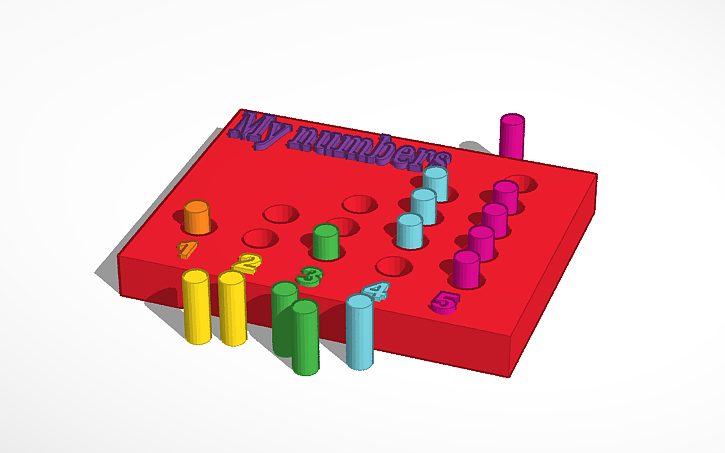 3D design Numbers 1 - 5, Colours - Tinkercad