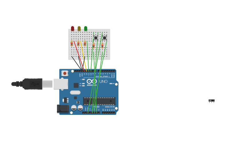 Circuit design Traffic Light - Tinkercad