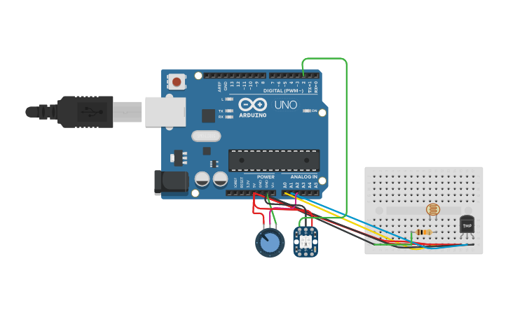 Circuit design Weather Monitoring System - Tinkercad