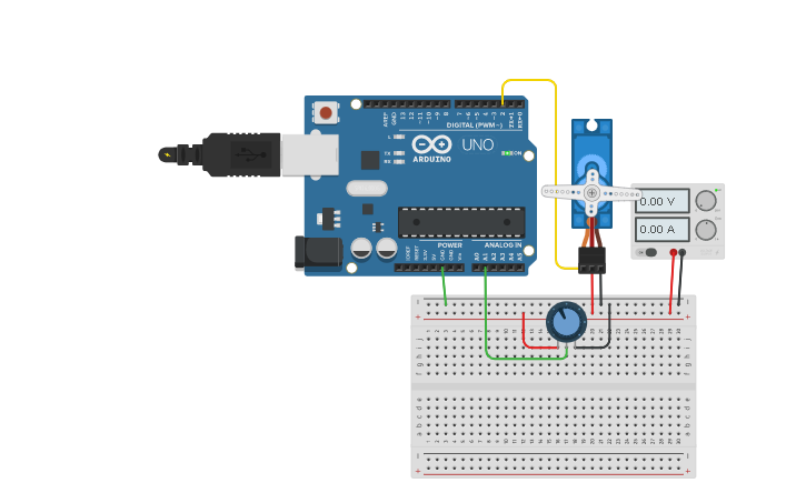 Circuit design Servomotor con potenciometro - Tinkercad