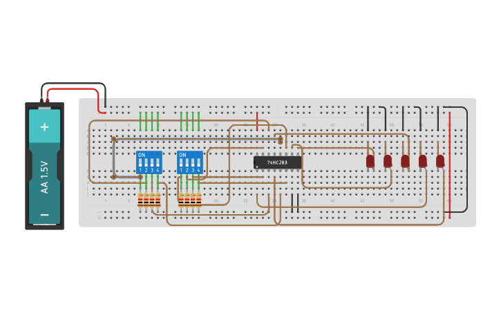 Circuit design Activity#6 - 4 BIT-ADDER | Tinkercad