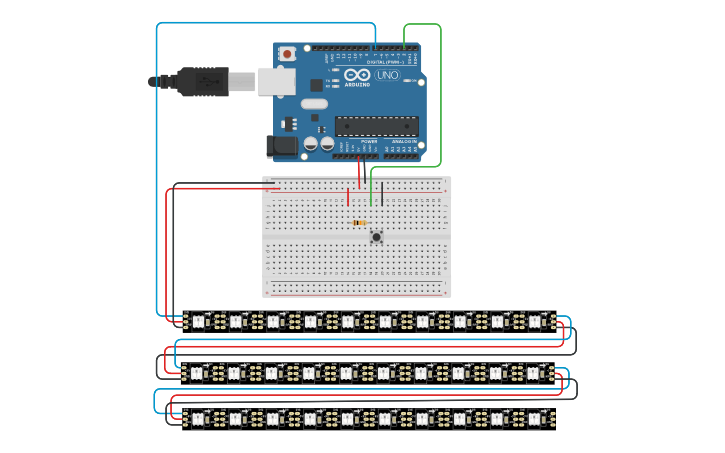 Circuit design All LEDs ON - LED Race - Tinkercad
