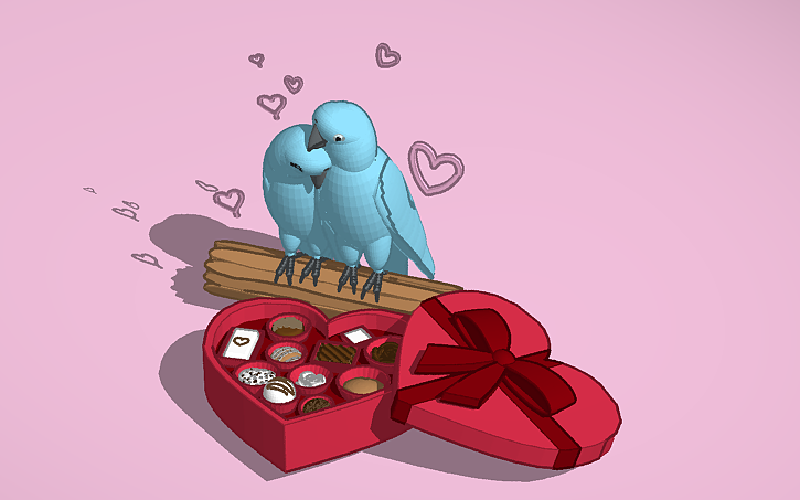 3D design 💕 Valentine's Day Birds :3 | Tinkercad