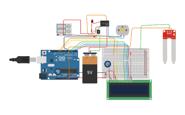 Circuit design smart agriculture monitoring - Tinkercad