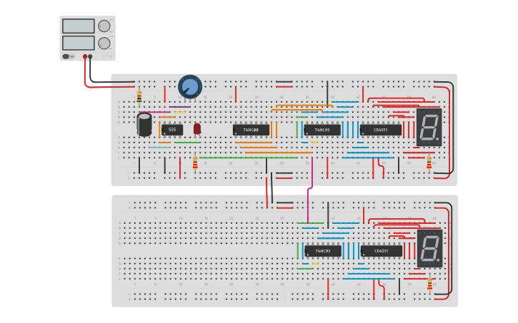 Circuit design Copy of Copy of reloj digital | Tinkercad